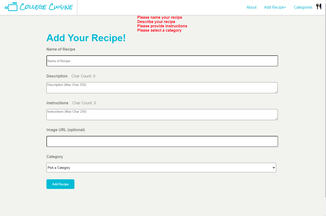 GitHub - ChzFlvrHrse/College-Cuisine