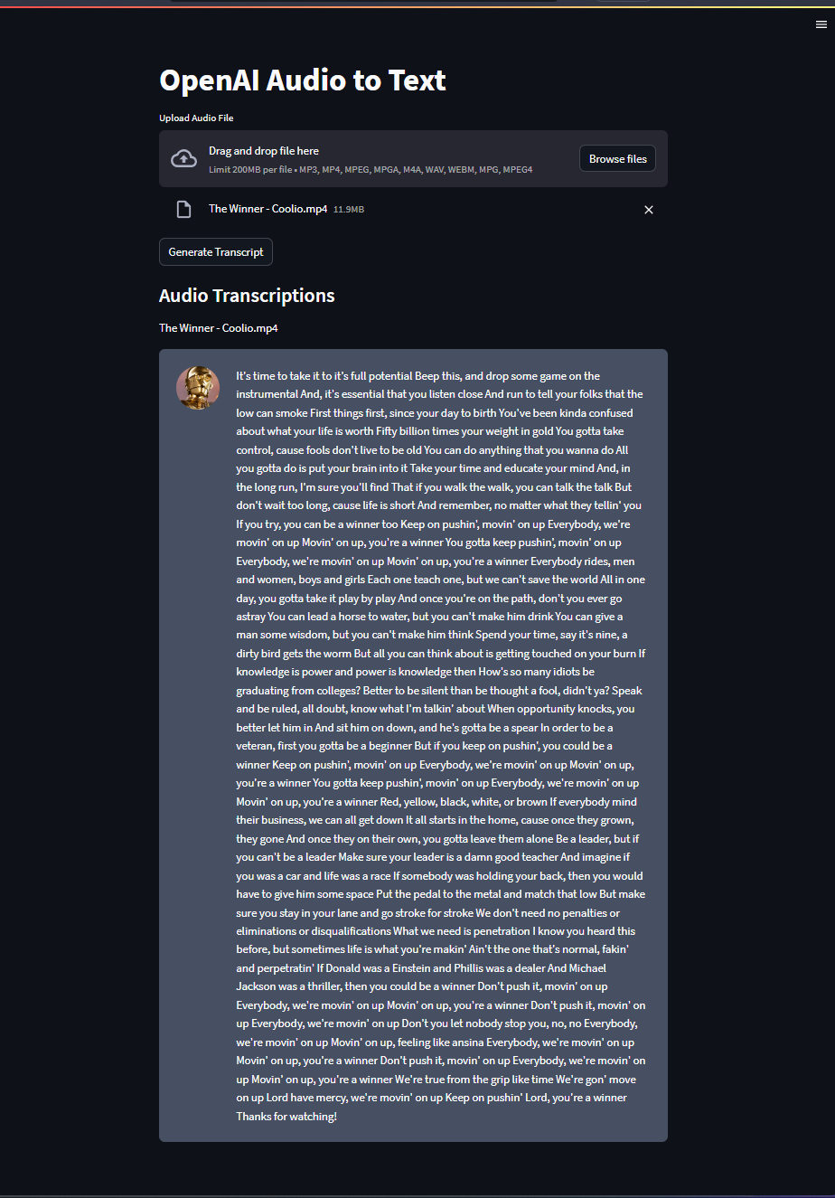 GitHub - petermartens98/OpenAI-Whisper-Audio-Transcription-And-Summarization-Chatbot: Web app ...