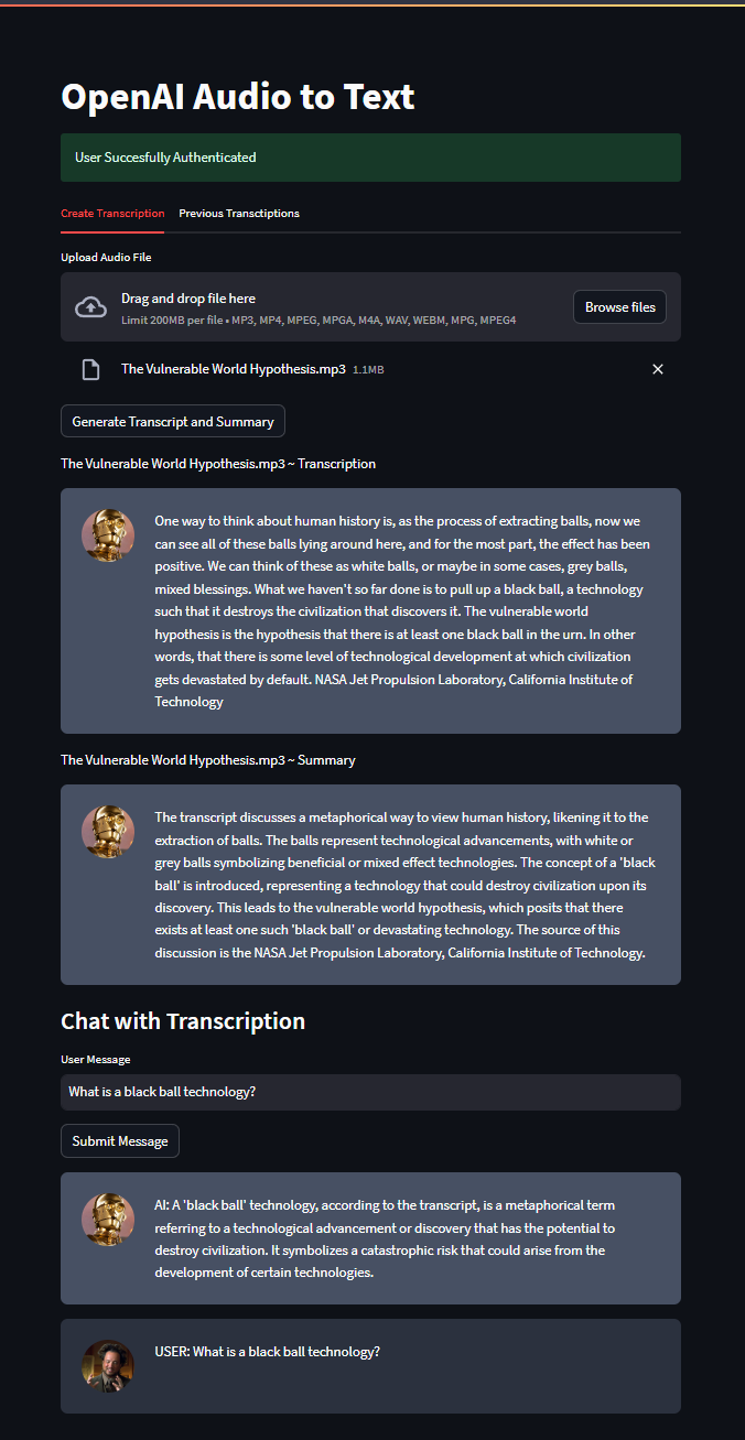 GitHub - petermartens98/OpenAI-Whisper-Audio-Transcription-And-Summarization-Chatbot: Web app ...