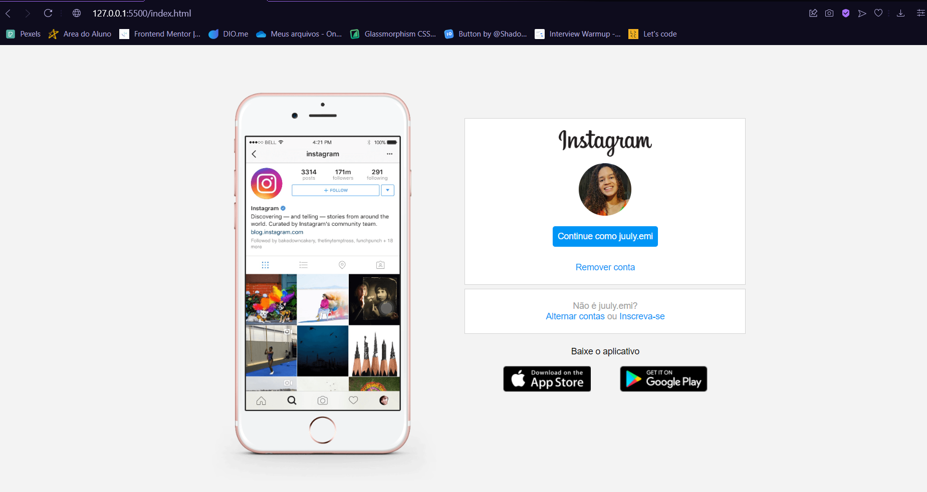 GitHub - emilyjuly/Instagram: Repositório destinado para a recriação da ...