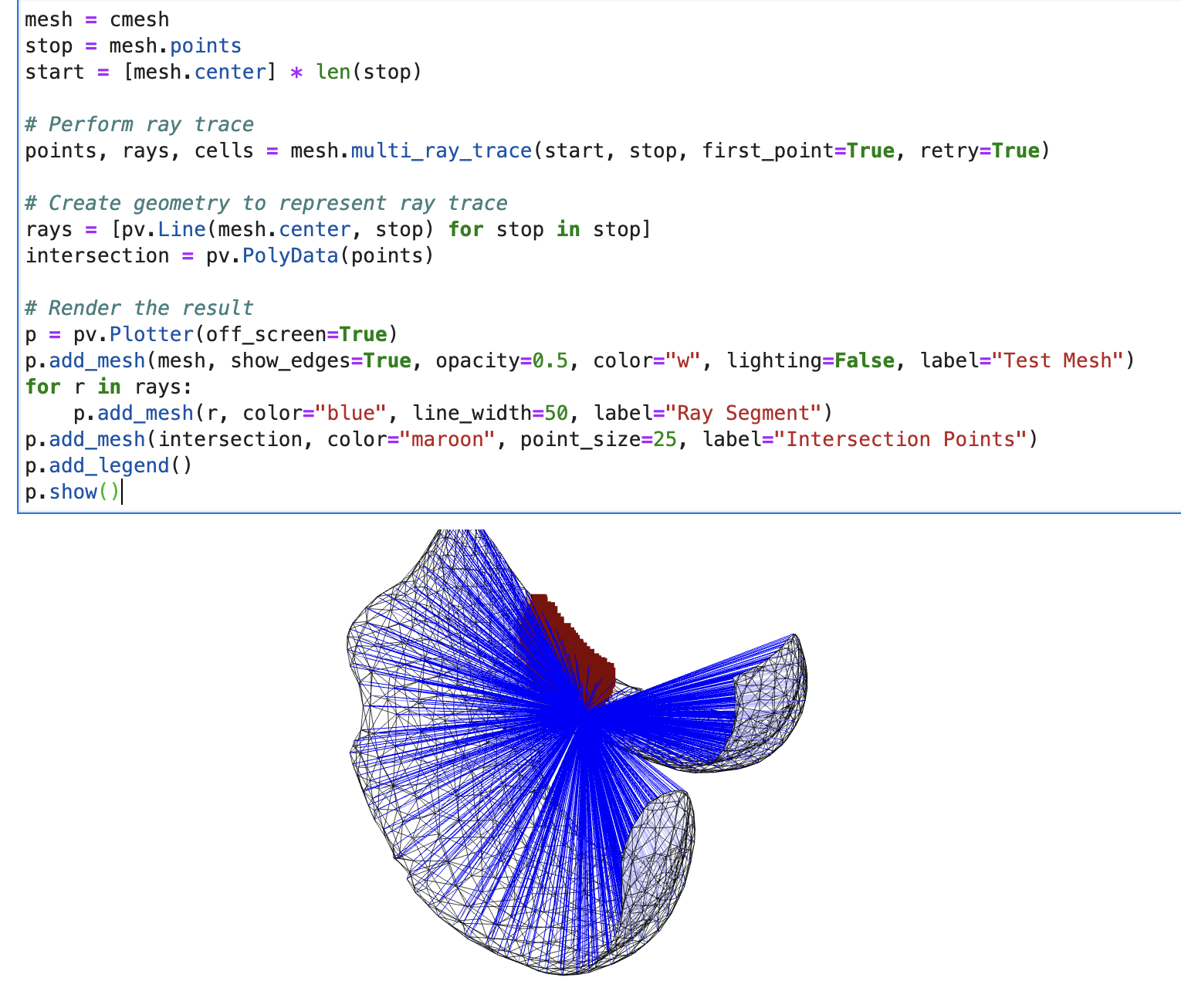 multi_ray_trace not catching all intersections · pyvista pyvista ...