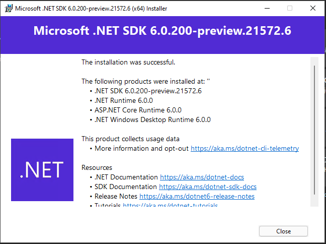 .NET 6.0 installation location is missing on installation wizard within ...
