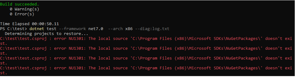 Winarm Regression Fail To Run The Command Dotnet Test Framework Net70 Arch X64x86