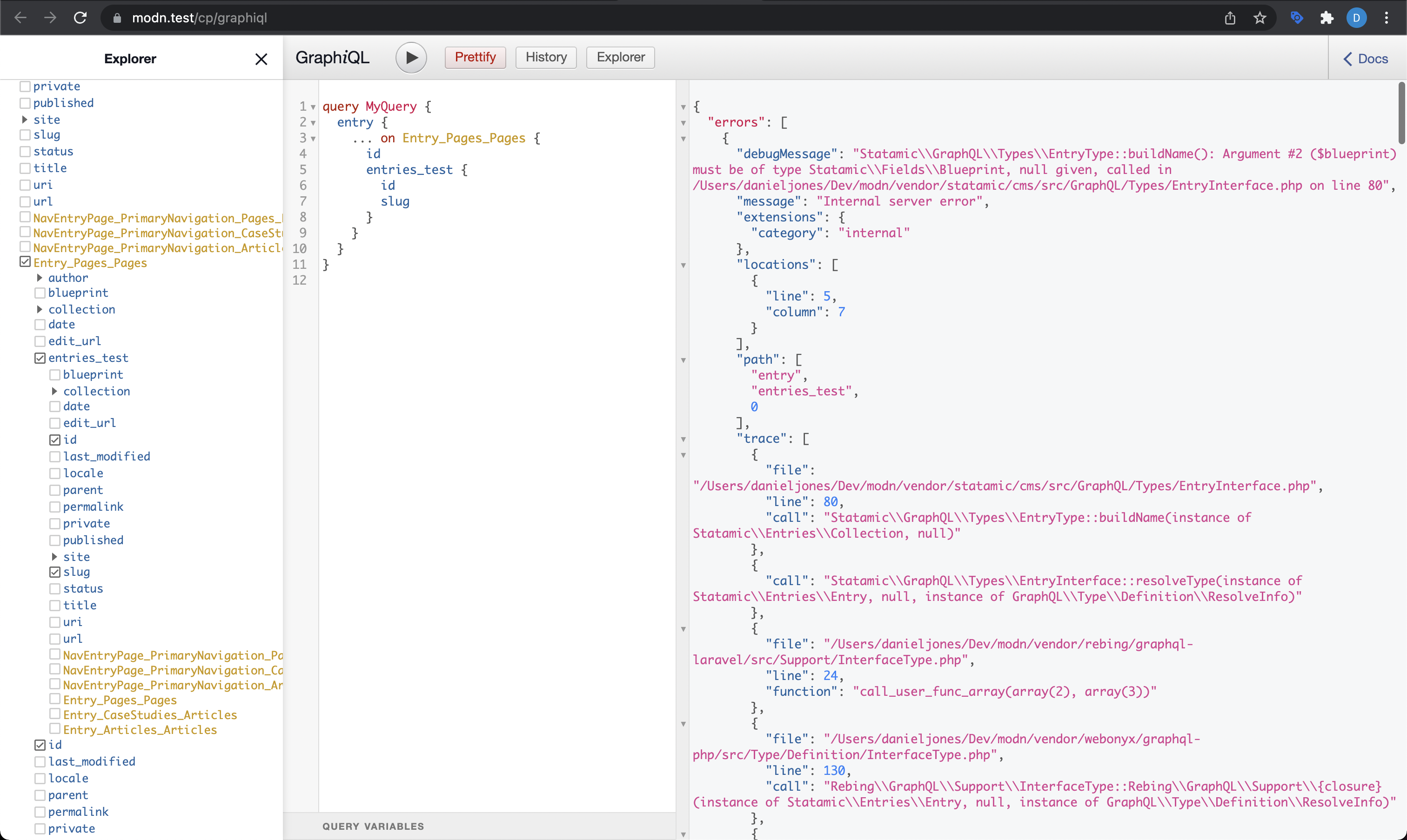 GraphQL Error When Using Entries Field · Issue #5177 · statamic/cms · GitHub