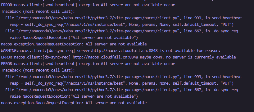 [Bug] Server Error with send_heartbeat() · Issue #96 · nacos-group/nacos-sdk-python · GitHub