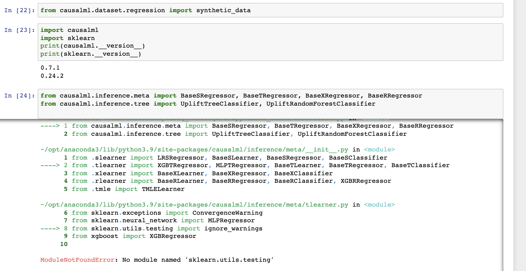 Issue encountered when try to import causalml.inference.meta and ...