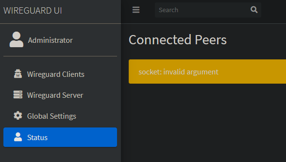 Status page: "socket: invalid argument" · Issue #103 · ngoduykhanh/wireguard-ui · GitHub