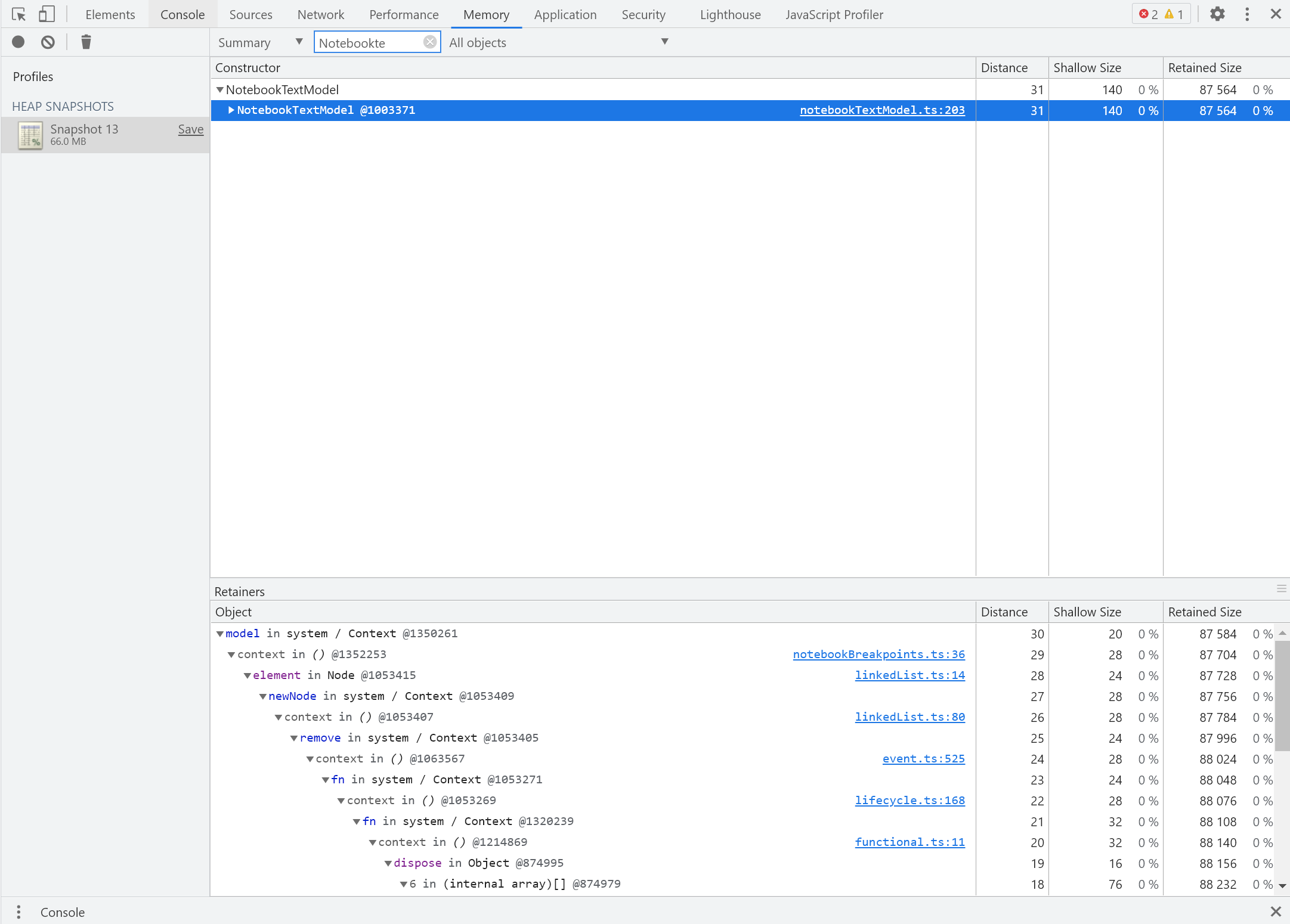 Notebook Memory Leak Through Breakpoint Contrib · Issue 130637 · Microsoft Vscode · Github