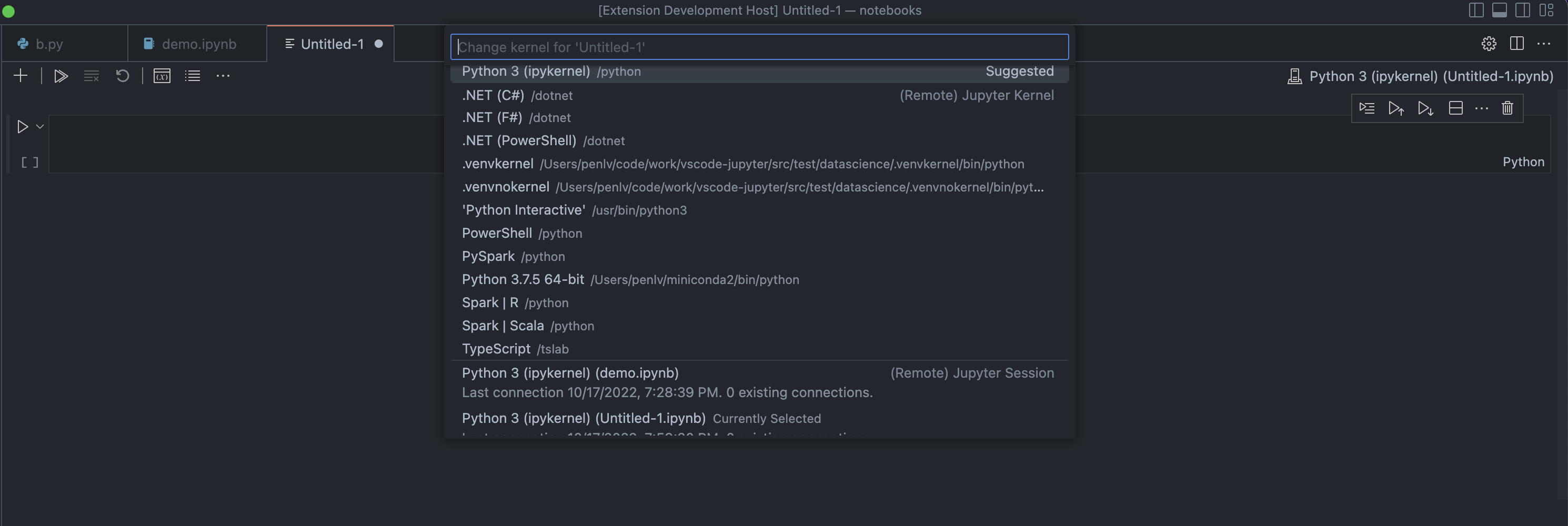 Kernel session not suggested even though it's matching the document and used in last session ...