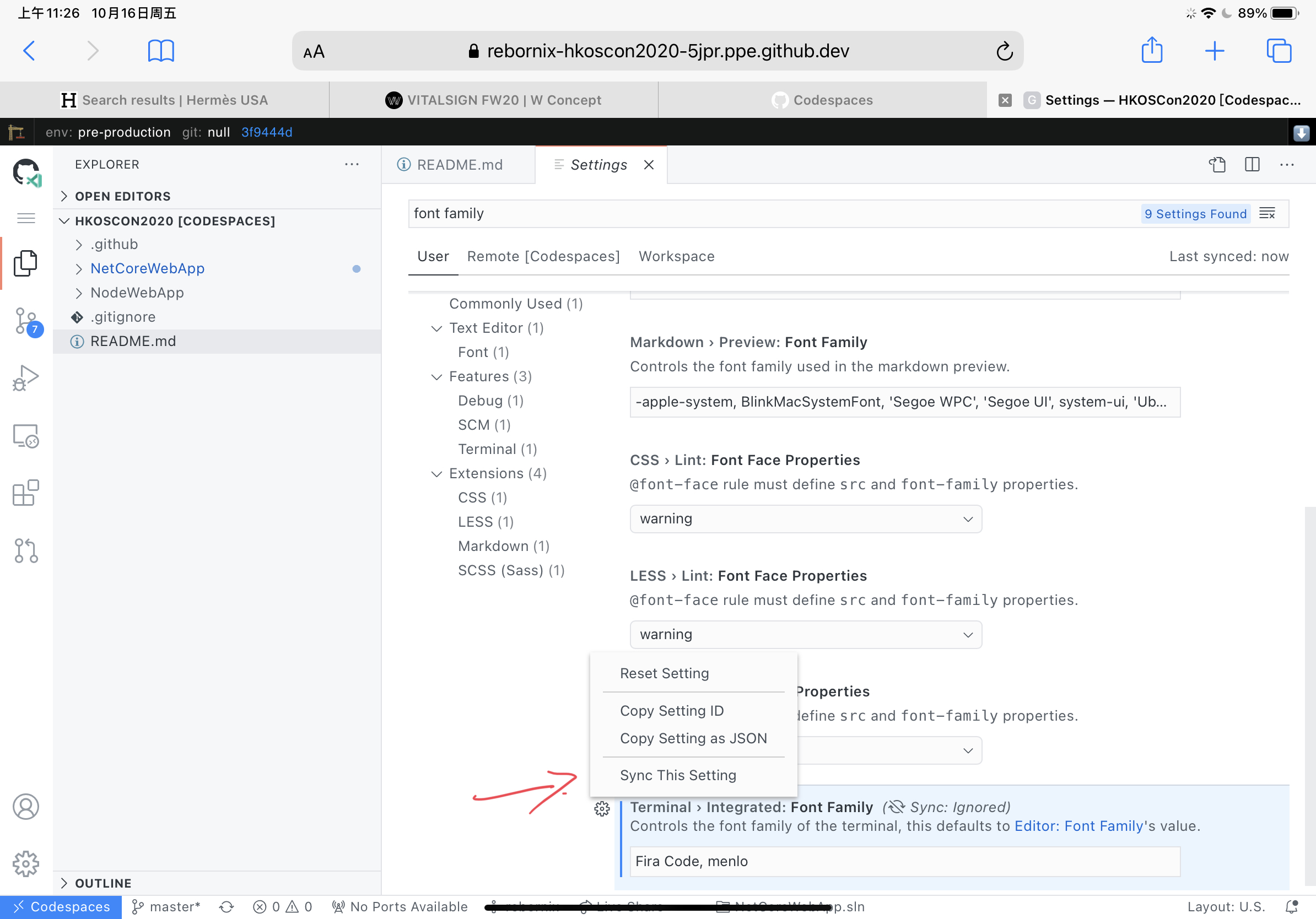 Safari/iOS: Settings Editor dropdown menu is unresponsive · Issue #108824 · microsoft/vscode ...