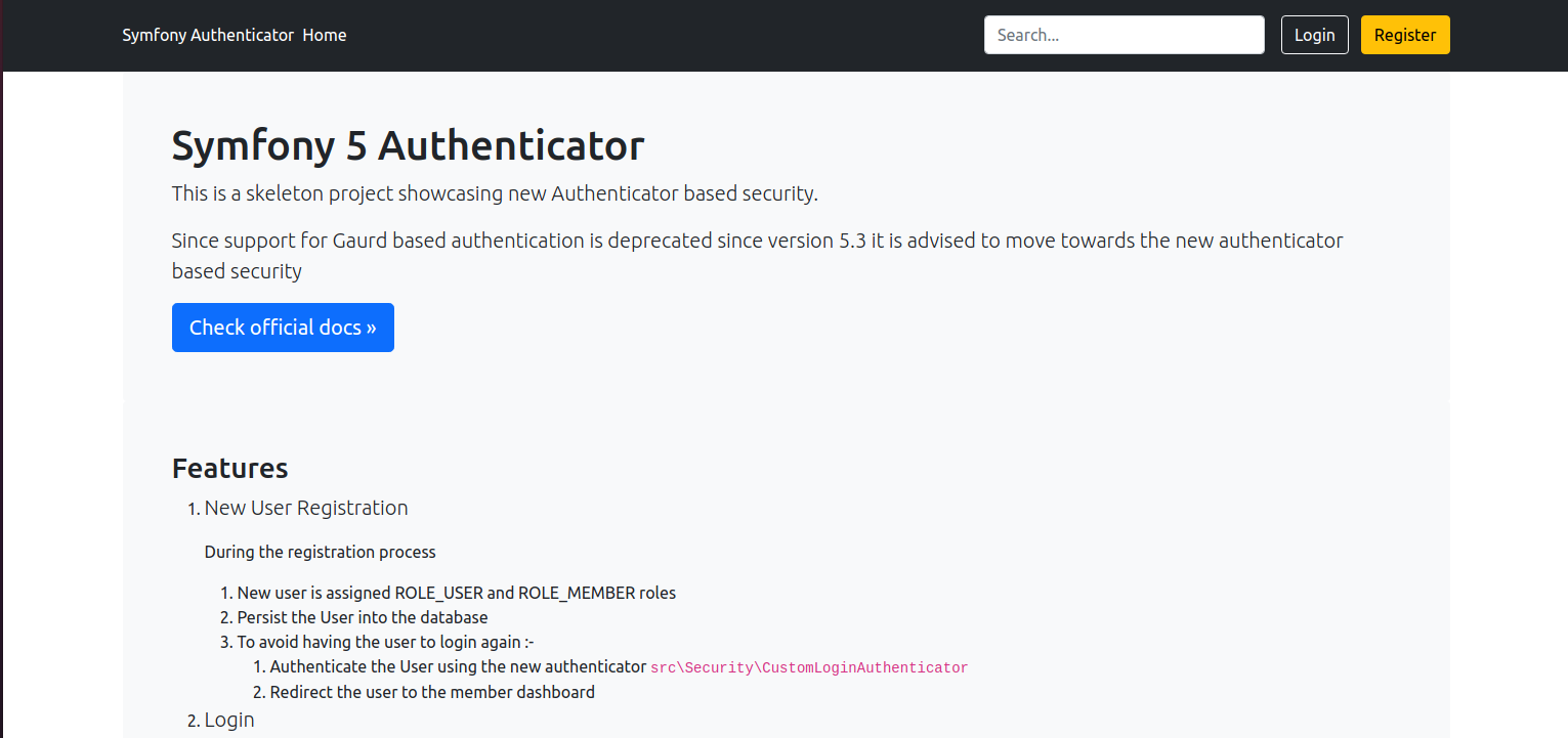 Github Codeplatter Symfony 5 Authenticator Skeleton This Is A Skeleton Project Showcasing New