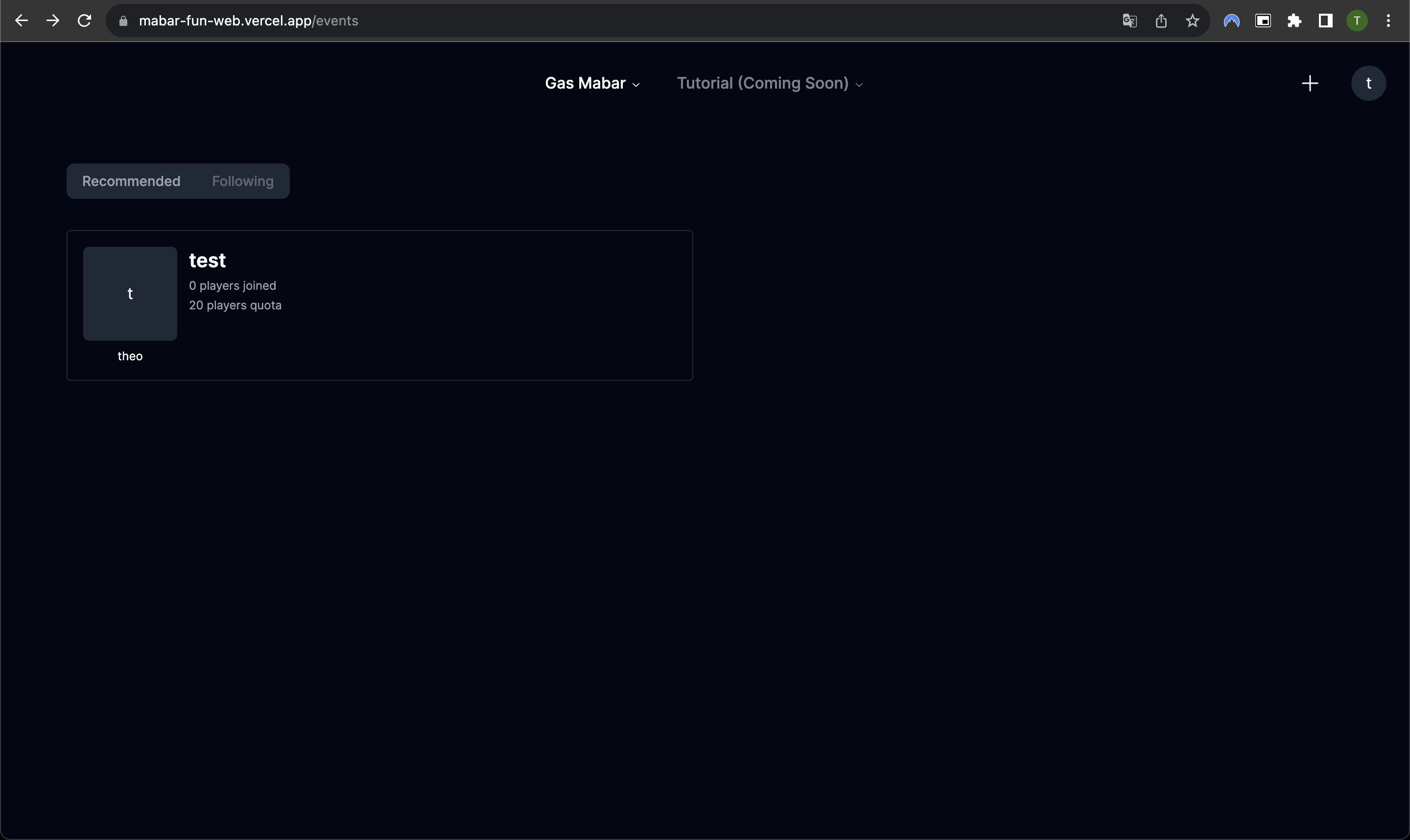 tab value should default to "recommended" in events list page · Issue #9 · entry-point-community ...