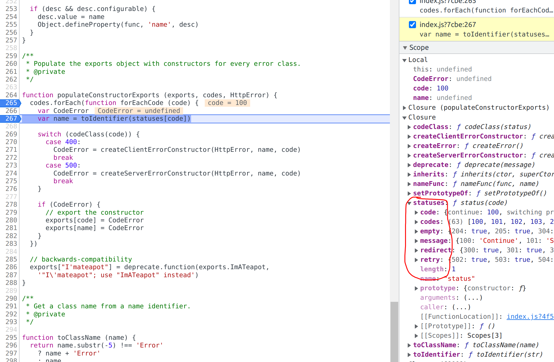 populateConstructorExports calls toIdentifier with unknown · Issue #90 · jshttp/http-errors · GitHub