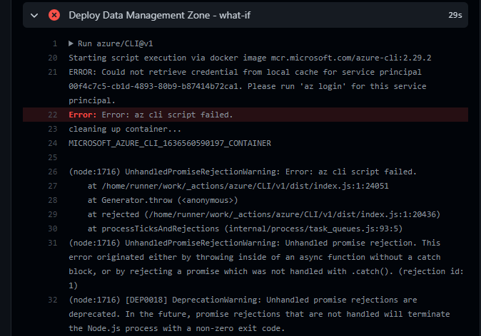 Azure CLI version 2.29.1 breaks deployment · Issue #227 · Azure/data-management-zone · GitHub