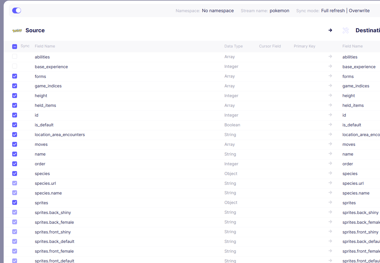 New Table Should Use Switches Instead Of Checkboxes · Issue 22429 · Airbytehq Airbyte · Github