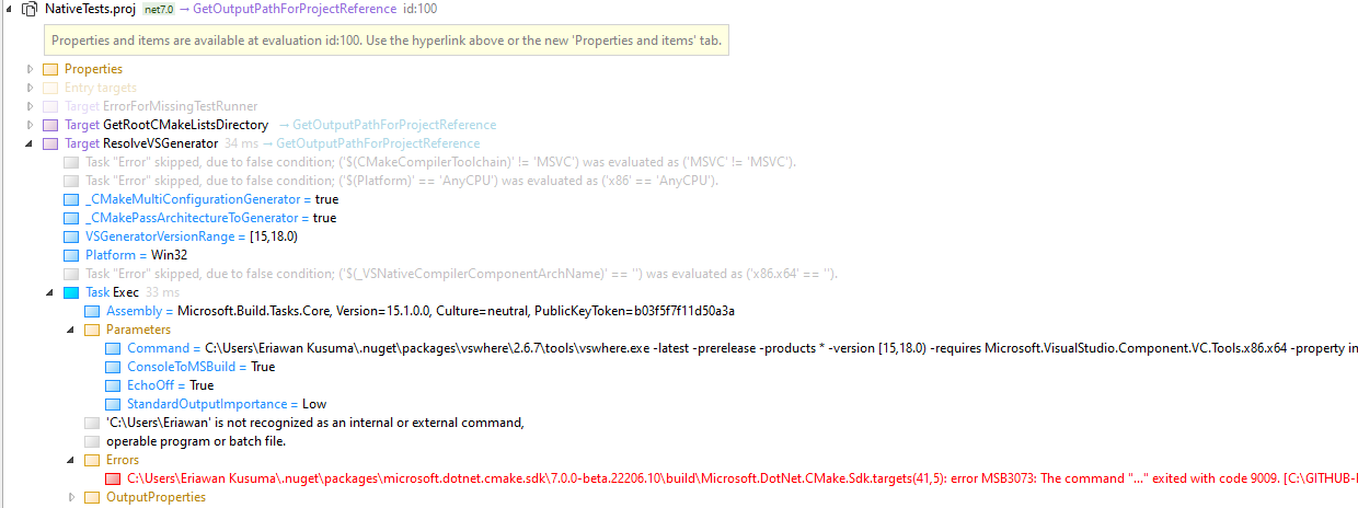 Errors Of Msb3073 Happen When Executing Command On Folder That Has Space In It · Issue 9014 