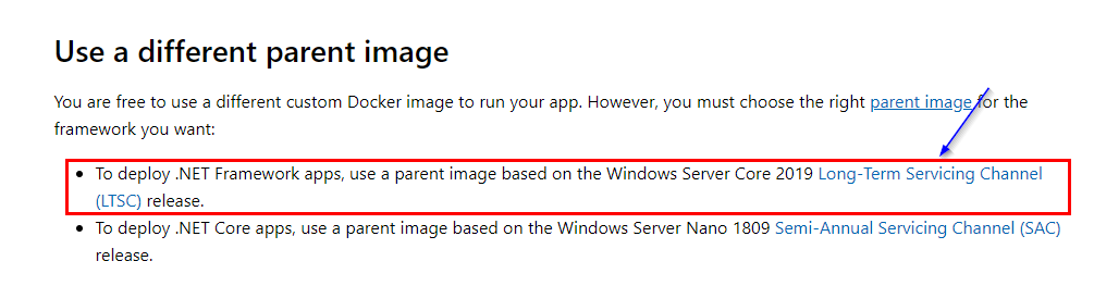 documentation of "Run a custom Windows container in Azure (Preview)" incorrectly says Windows ...