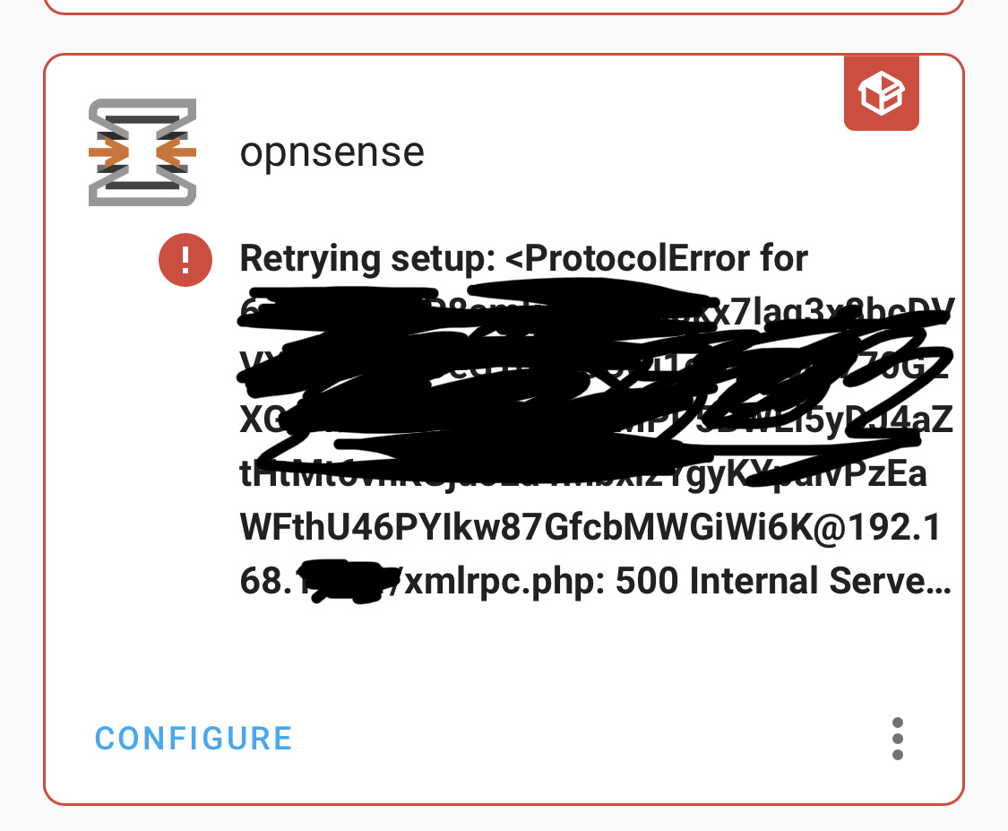 Cannot setup integration: Retrying setup: