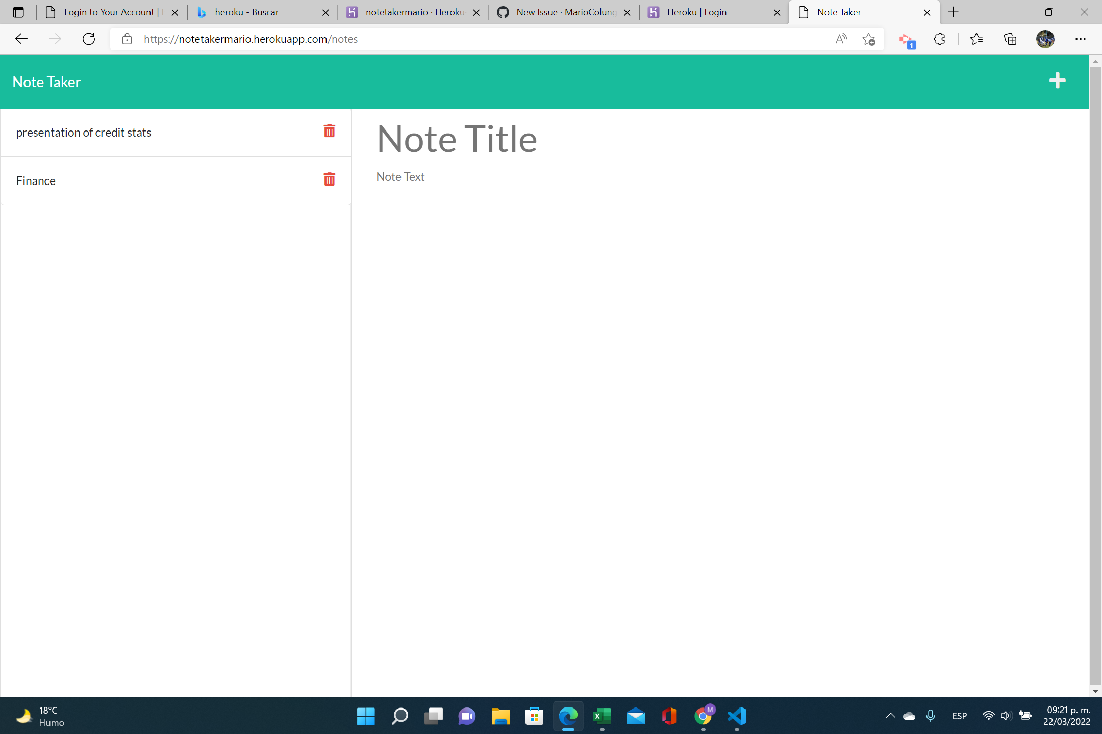 GitHub - MarioColunga/Note_Taker: Note_Taker