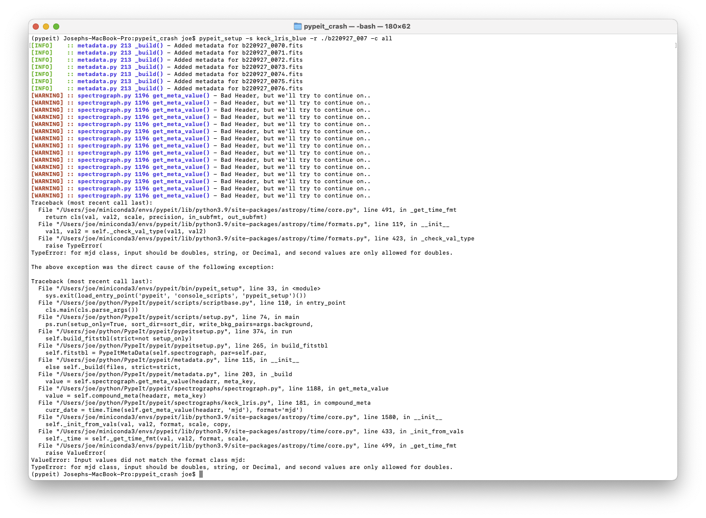 More Pypeitsetup Bad Header Crashes · Issue 1474 · Pypeitpypeit · Github