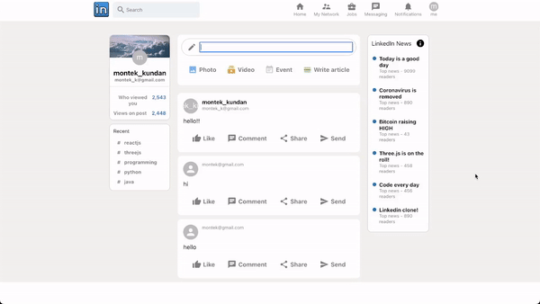 GitHub - Montekkundan/linkedIn-clone: LinkedIn clone with React,Redux ...