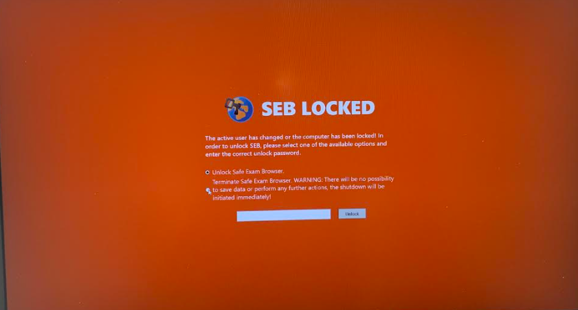 SEB Locked Screen Is Non responsive To Mouse Or Keyboard Entry Issue 