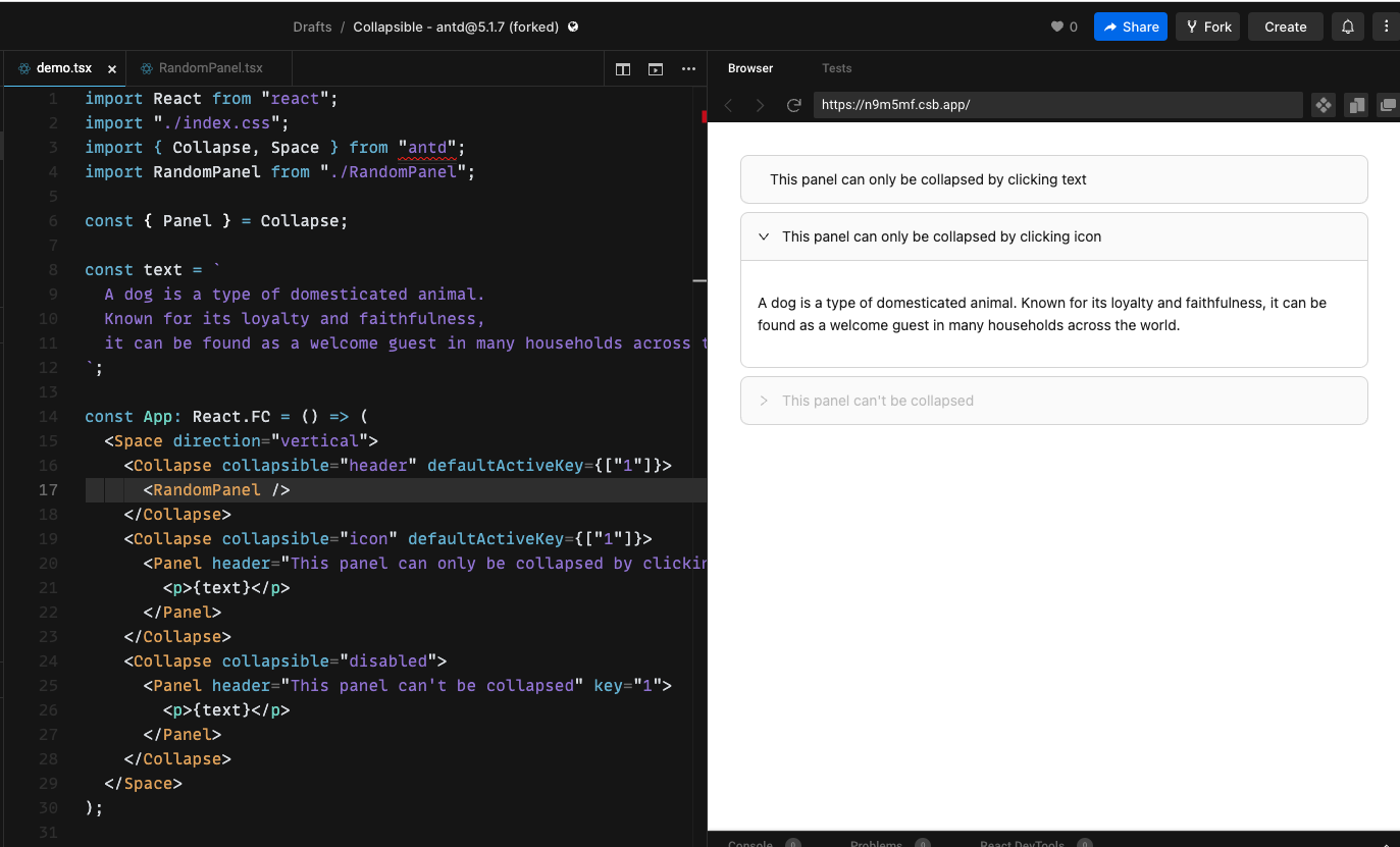 Custom component with panel does not expandable within Collapse component · Issue #40484 · ant ...