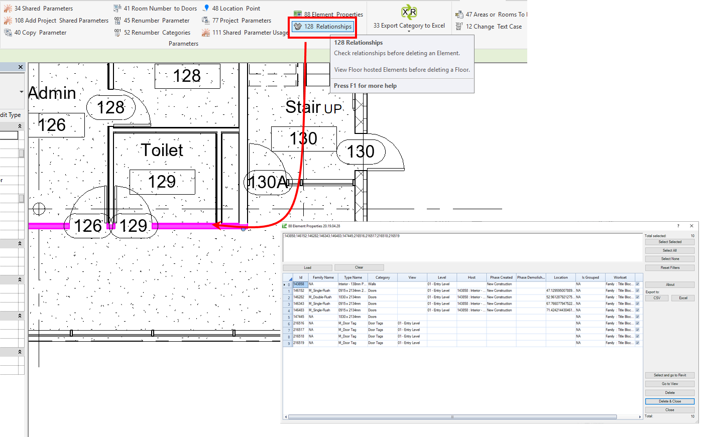 add wipe reference planes (maybe options for reference planes with/without hosted elements ...