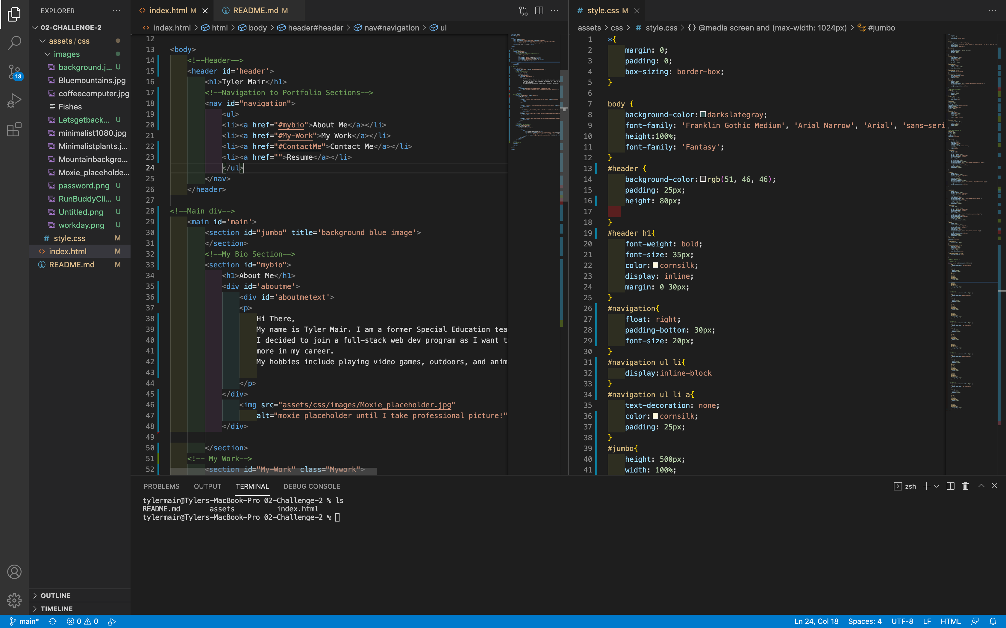 GitHub - tmair1012/02-Challenge-2: Challenge 2 creating a Personal portfolio