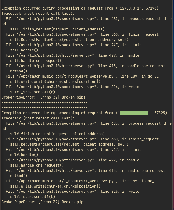 Exception causes a drop in the broadcast · Issue #643 · Taiko2k/Tauon · GitHub