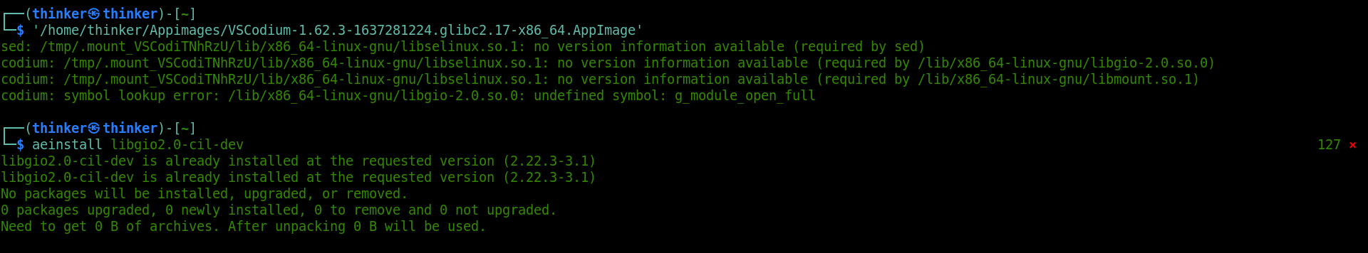 libgio-2.0.so.0: undefined symbol;libselinux.so.1: no version information available;cannot ...