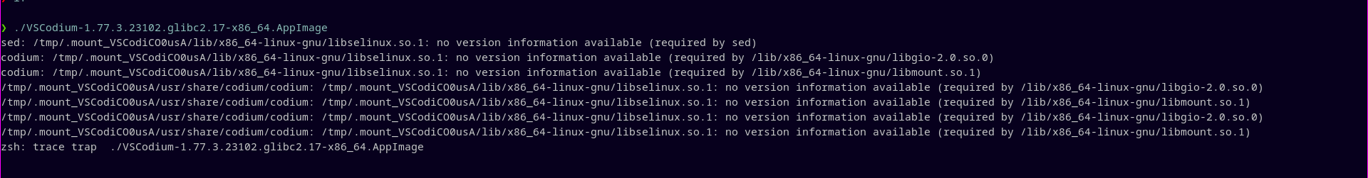 Appimage Cannot Launch · Issue 1479 · Vscodium Vscodium · Github