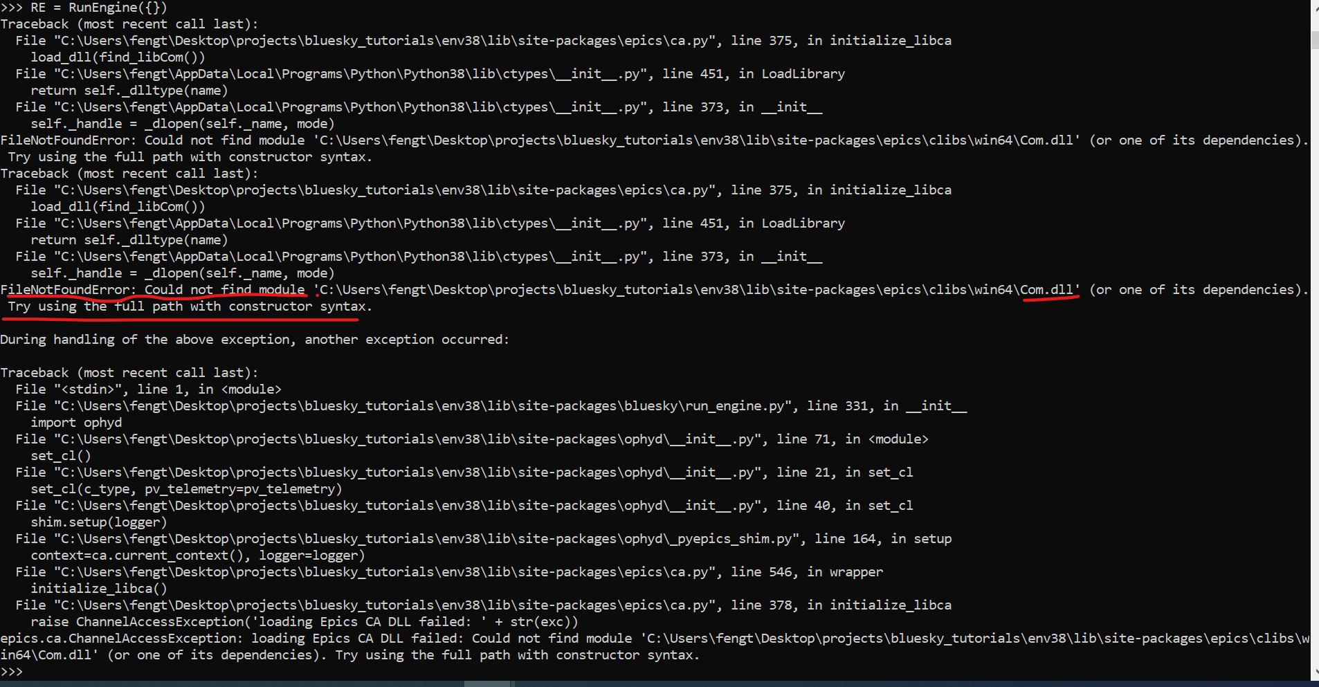 epics.ca.ChannelAccessException: loading Epics CA DLL failed: Could not ...