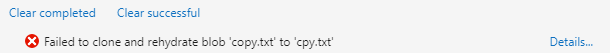 Fail to execute the action ''Clone and Rehydrate' in one attached blob container which SAS URL ...