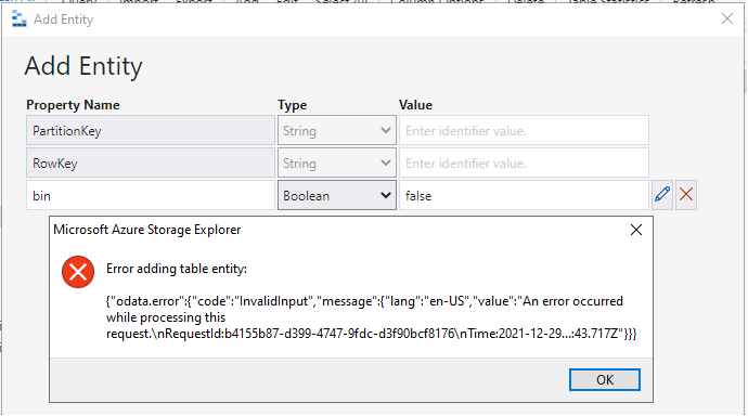 Fail to add an entity that contains a boolean/int32 property in one emulator table · Issue #5299 ...