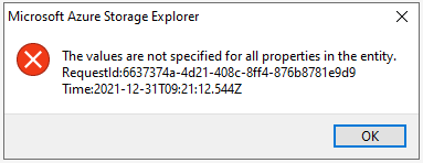 Fail to delete one entity which has empty PartitionKey/RowKey value in one emulator table ...