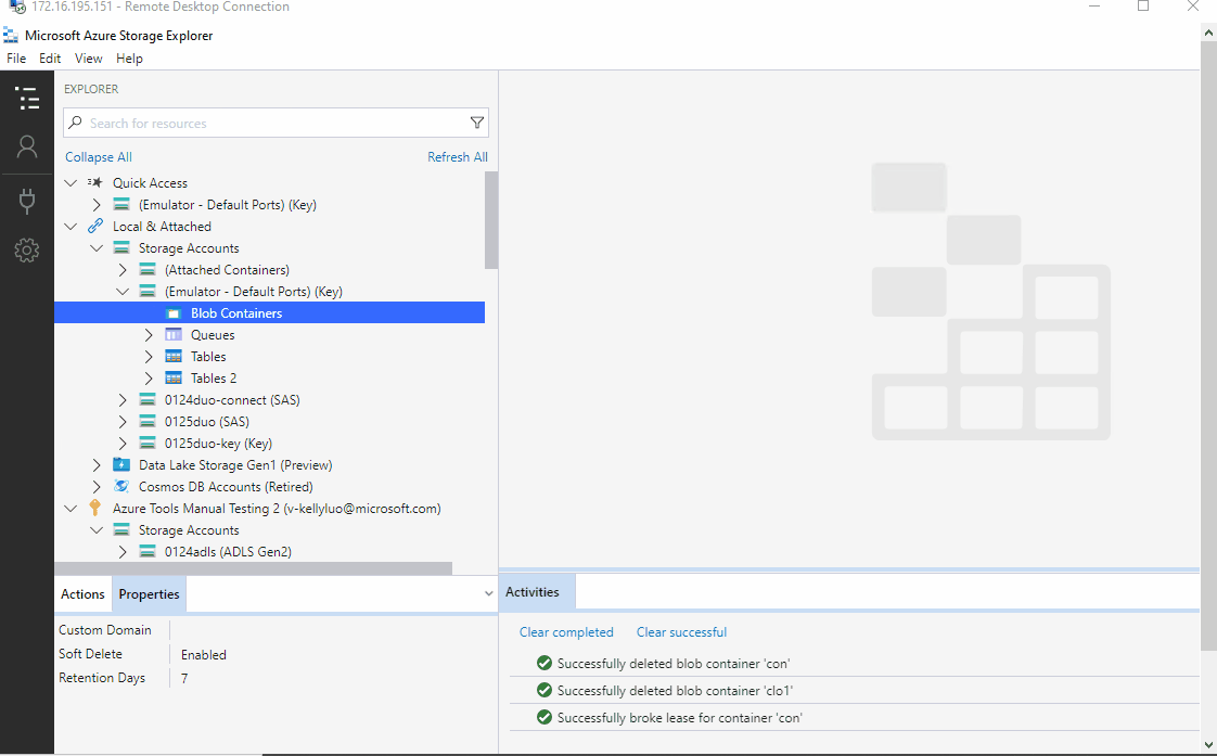 The Cloned Emulator Blob Container Doesn T Auto Display When Cloning One New Cloned Blob