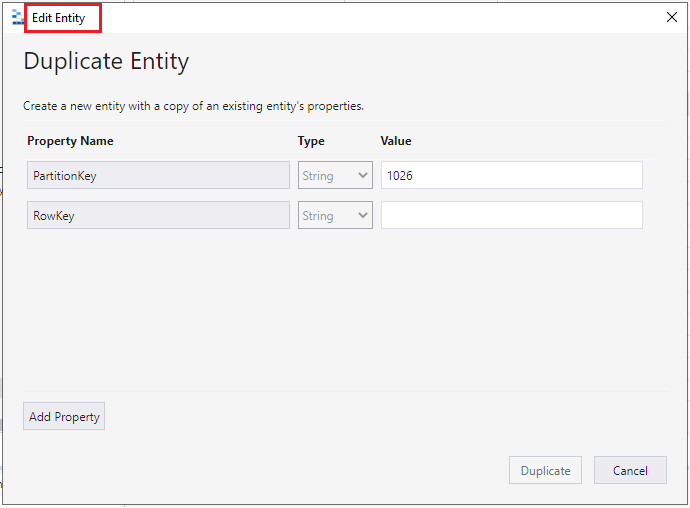 It would be better to update the title to 'Duplicate Entity' after clicking 'Duplicate...' for ...