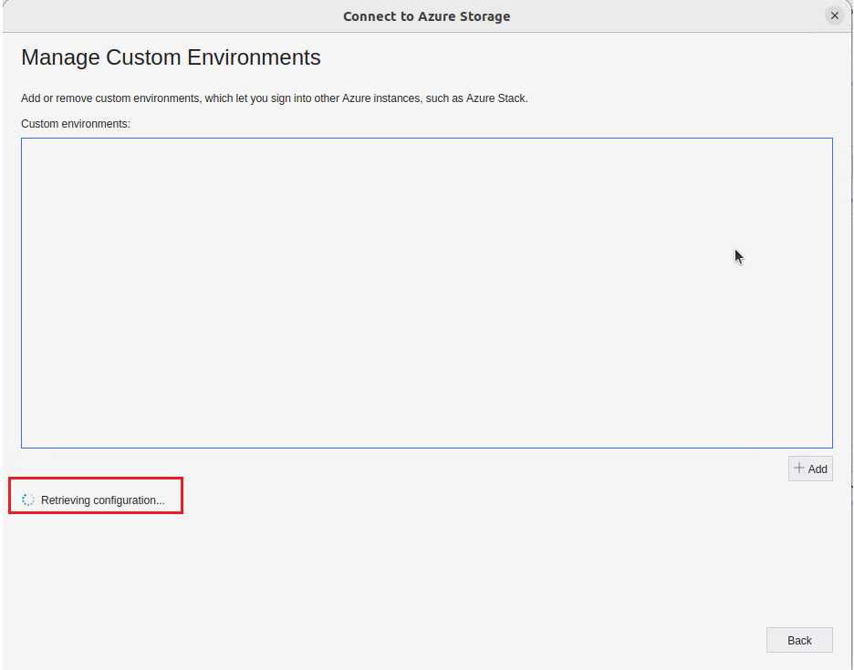 An extra string 'Retrieving configuration...' displays in the 'Manage ...