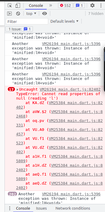 Web Exception Thrown Instance Of Minifiedan Only When Deployed · Issue 92636 · Flutter 8037