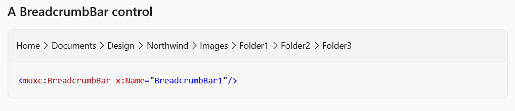 BreadcrumbBar control doesn't exist in WinUI 3 · Issue #734 · microsoft/WinUI-Gallery · GitHub
