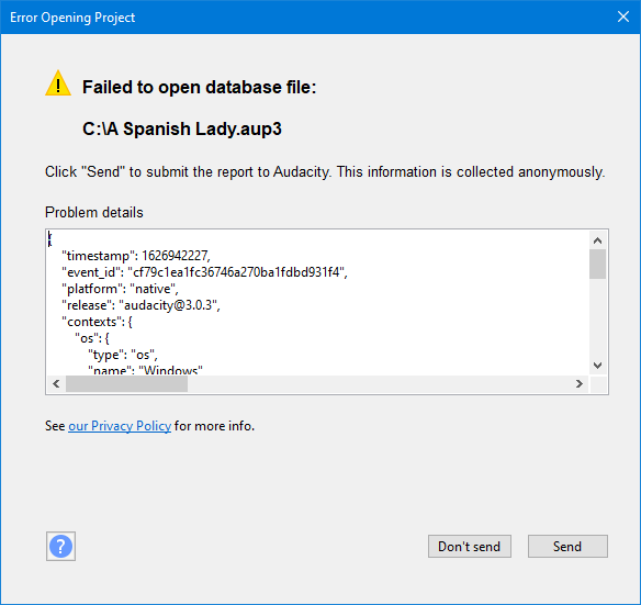 Rephrase crash report · Issue #2974 · audacity/audacity · GitHub