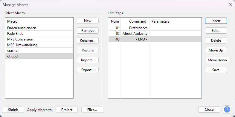 Macros can launch windows they're not supposed to · Issue #4420 · audacity/audacity · GitHub