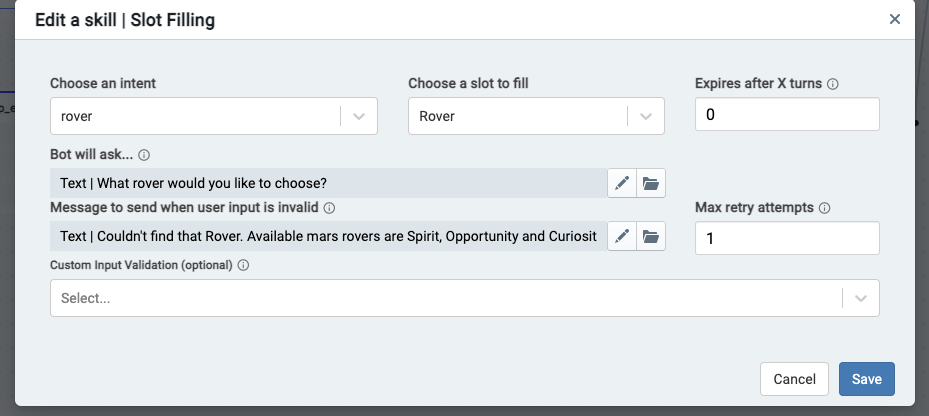 [BUG] Slot filling input validation · Issue #79 · botpress/studio · GitHub