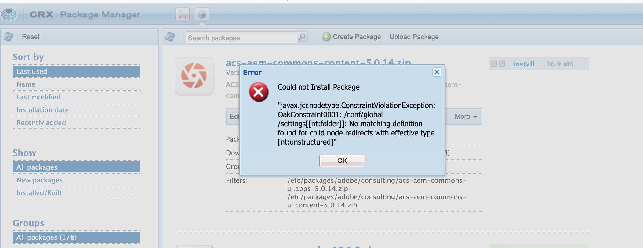 Install fails with "OakConstraint0001" error message · Issue #2757 · Adobe-Consulting-Services ...