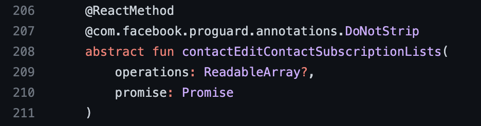 Airship Contact | @ReactMethod `contactEditContactSubscriptionLists` should be named as ...