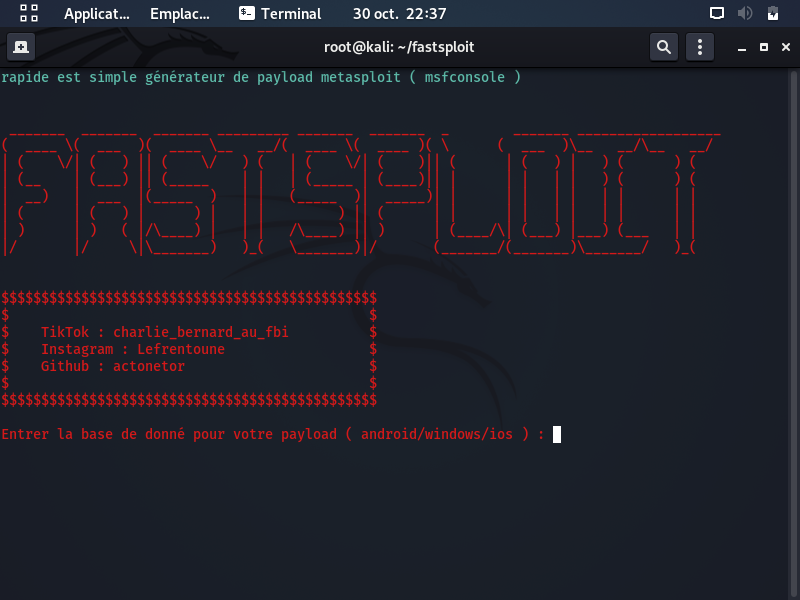 GitHub - actonetor/fastsploit: Rapide et simple générateur de payload ...