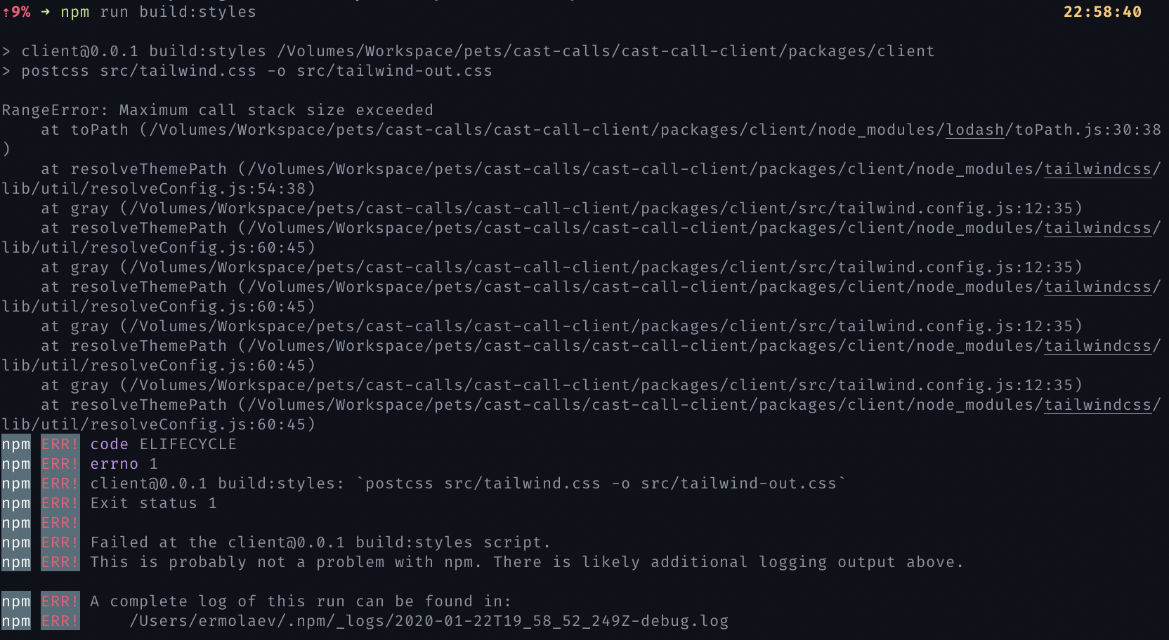[config] Maximum call stack size exceeded after overriding gray · Issue #1325 · tailwindlabs ...
