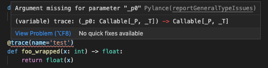 Hovering prompts decorator's signature, instead of function's, for ...