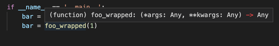 Hovering prompts decorator's signature, instead of function's, for ...